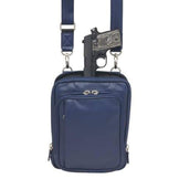 Indigo RFID lined Compact Leather Crossbody Pouch – Hiding Hilda, LLC